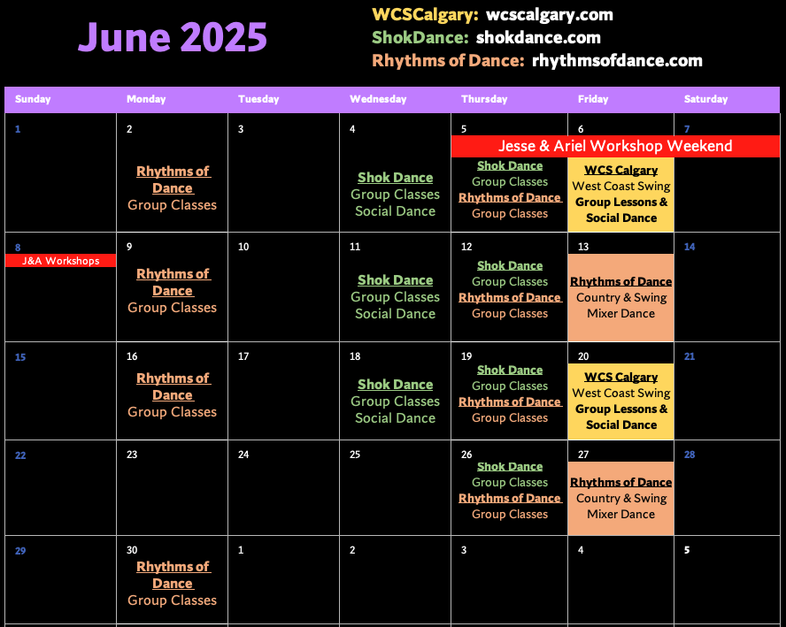 June WCS Calendar! | WCS Calgary